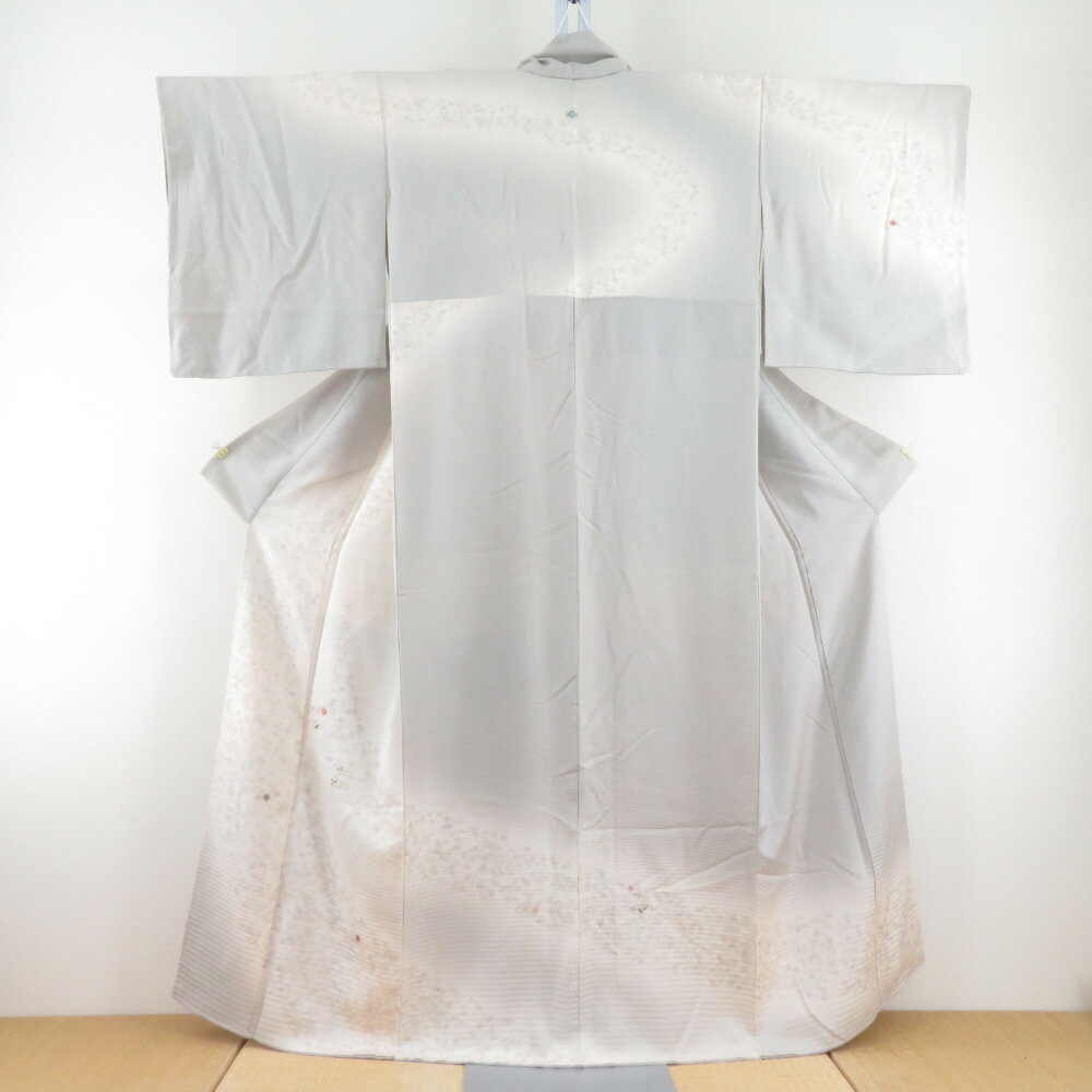 商品コードec14384 アイテム訪問着 対象レディース カラー グレーグリーン x ベージュ 品質表示正絹 サイズ 身丈(肩から)：159cm裄丈：66cm袖丈：49cm前幅：24cm後幅：29cm 保証期間初期不良（到着から1週間）のみ...