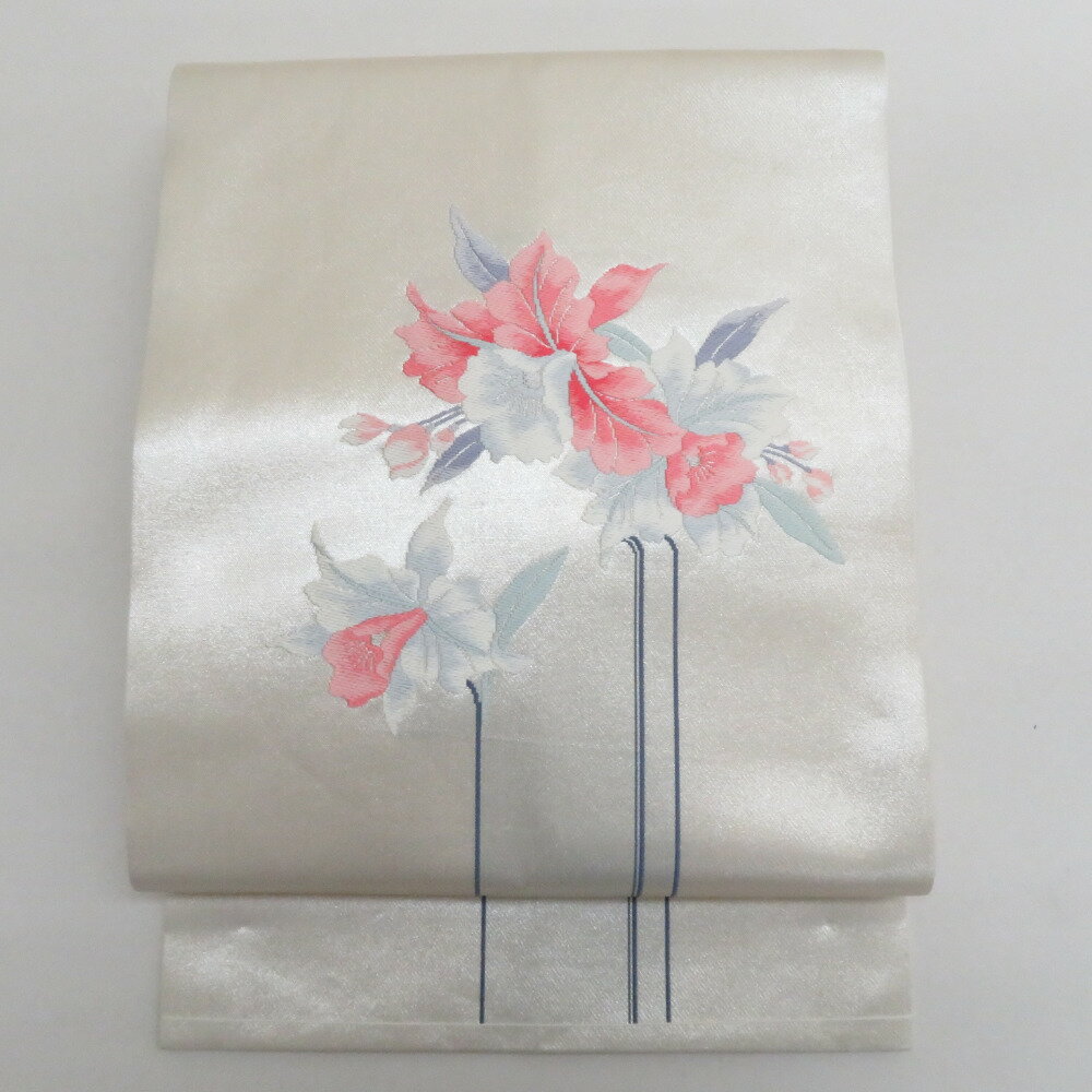 商品コードki8660AB アイテム名古屋帯 対象レディース カラー 銀色 x ピンク色 品質表示正絹 サイズ 幅：31cm全長：359cm 保証期間初期不良（到着から1週間）のみ 商品状態 状態ランク S：未着用品・未使用品 全体 状態は...