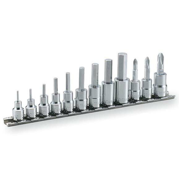 TONE(トネ)の一覧はこちら●差込角6.35mm(1/4inch)●ヘキサゴン●ミリ●Multiple●六角穴付きボルト・ねじの締付け、緩め作業用。●ソケットの取り外しが容易なアルミタイプのソケットホルダで作業効率がアップします。ねじ穴付...