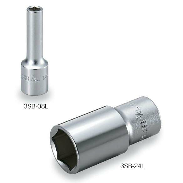 ●差込角9.5mm(3/8inch)●構造用鋼●ボルト・ナットの締付け・緩め作業用。●ボルトが突き出したナットを回すのに最適です。深い箇所のナットにも最適です。●インパクトレンチなど動力工具には使用しないでください。