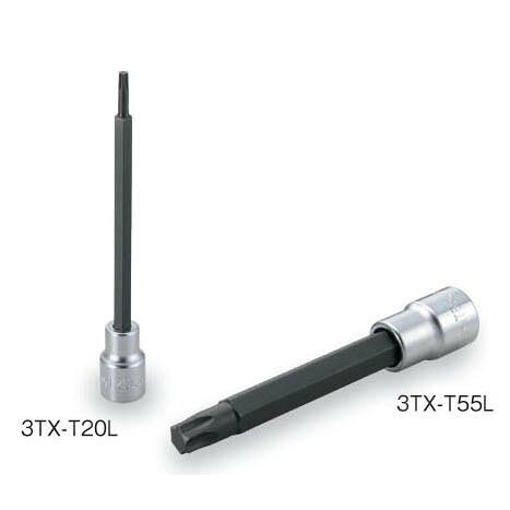 TONE(トネ)の一覧はこちら●差込角9.5mm(3/8inch)●T型トルクス●T50●構造用鋼●T型トルクスねじの締付け、緩め作業用。●強力ロングタイプです。早回しに便利なローレット加工仕上げです。●TORXおよびトルクスは米国Acum...