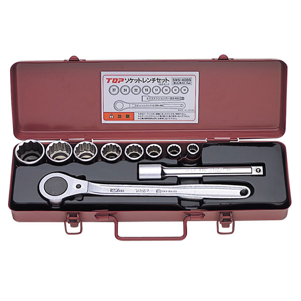 TOP(トップ)の一覧はこちら ISOサイズを組み込んだ□セット内容 10、12、14、17、19、22、24、27mm(12角)ラチェットハンドル　RH-4Nエクステンションバー　EX-415JANCD:4975180780423【銀行振...