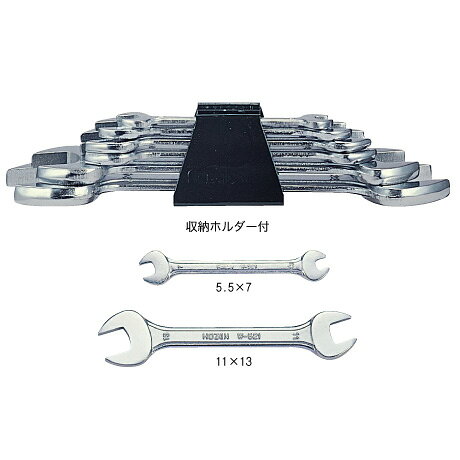 HOZAN(ホーザン)の一覧はこちら設備機械・自動車等の整備に。6丁組スパナセットサイズ：5.5×7/8×10/11×13/12×14/17×19/22×24mm入数：6本組重量：580gJANCD:4962772085219【銀行振込・コ...