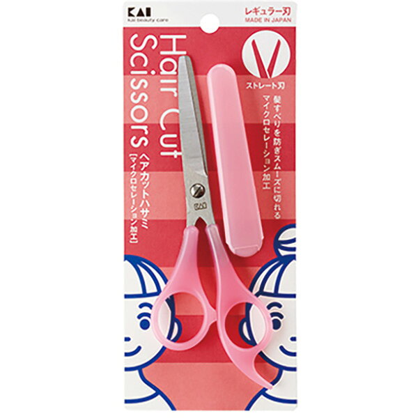 貝印の一覧はこちら●ヘアカットハサミ キャップ付です。●刃すべりを防ぎスムーズにくれるマイクロセレーション加工を施したヘアーカットハサミです。●入数:1個。●商品重量:43g。●パッケージサイズ:77x180x12mm。JANCD:4901...