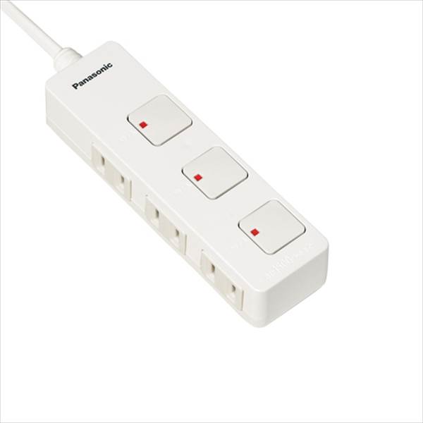 Panasonic(パナソニック)の一覧はこちら【メーカー品番】WHS2523WP【入数】1個●コード長：2m●差込口：3コ●外寸：縦300×横90×厚50mm●重量：282g●定格：15A／125V／1500W●スイッチ付JANCD:45...