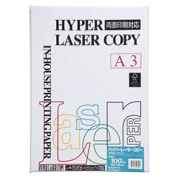 伊東屋の一覧はこちら【メーカー品番】HP201【入数】100枚●坪量：100g／m2●四六判換算：86．0kg●規格：A3判●紙厚：0．106mm●対応プリンタ：熱転写，モノクロレーザー，カラーレーザー，インクジェット，モノクロコピー，カラ...