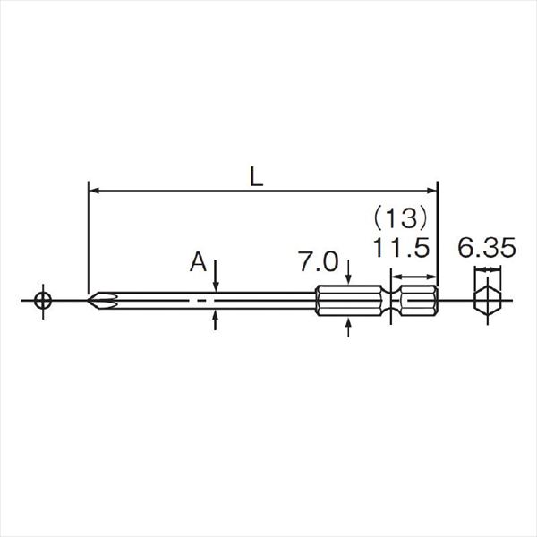 Panasonic(パナソニック)の一覧はこちら●サイズ(#)：2●全長(mm)：75●軸サイズ(mm)：6.35(六角)●段付部までのサイズ(mm)：13●片頭プラスビット(磁石付)JANCD:4902710264733【銀行振込・コンビ...