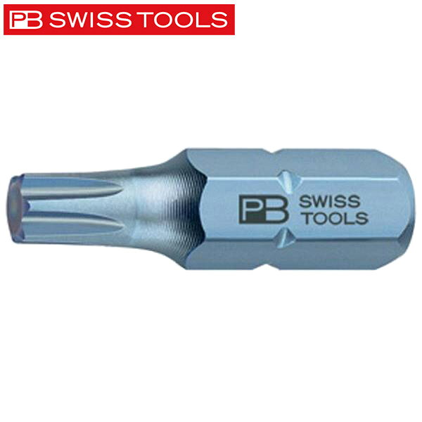 PB SWISS TOOLS(PBスイスツールズ)の一覧はこちら●サイズ：T6●全長(mm)：25●質量(g)：4.5●先端外形寸法(mm)：2-●差込角：1/4"(6.3mm)hex●強度と精度に優れた差込角1／4"（6．35mm）のヘク...