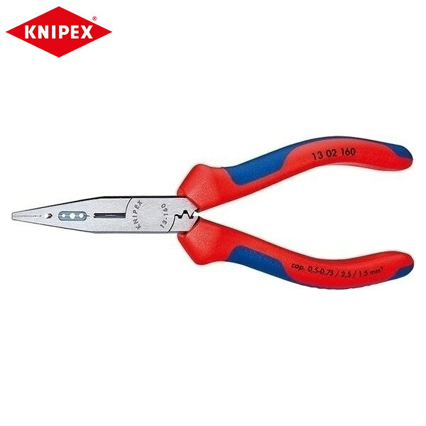 KNIPEX(クニペックス)の一覧はこちらケーブルに関するあらゆる作業に最適なプライヤー●ストリッピング能力(mm2)：0.5-0.75/1.5/2.5●切断能力（中硬線；φmm)：2.5●切断能力(硬線；φmm)：1.6●全長(mm)：1...