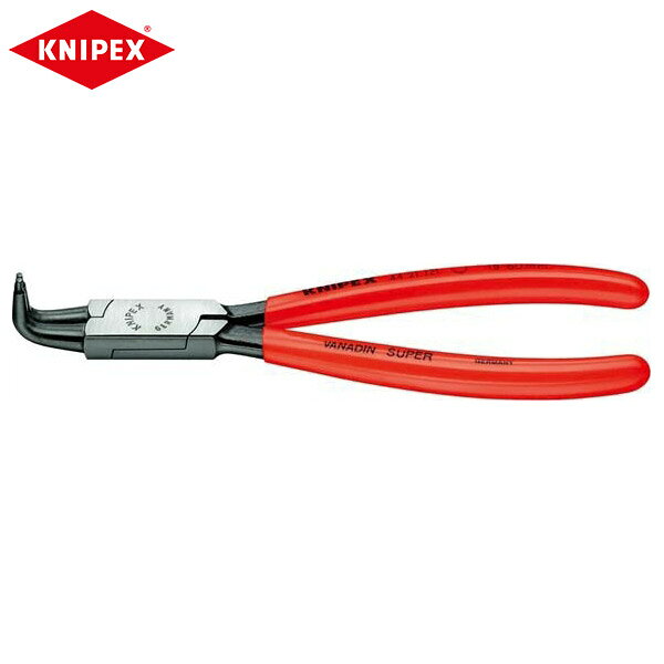 KNIPEX(クニペックス)の一覧はこちら簡単に穴用スナップリングの取り付け、取り外しができます。●対応内径(φmm)：85-140●先端チップ径(φmm)：3.2●全長(mm)：300●質量(g)：462●簡単に穴用スナップリングの取り付...