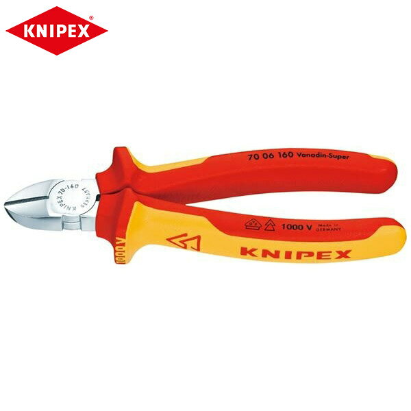 KNIPEX(クニペックス)の一覧はこちら●切断能力（軟線；φmm)：4.0●切断能力（中硬線；φmm)：3●切断能力(硬線；φmm)：2.5●長さ(mm)：180●質量(g)：254●様々な場面で活躍する汎用性の高い斜ニッパー。●高品質な...