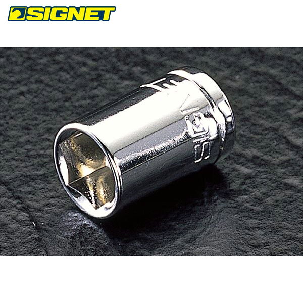 SIGNET(シグネット)の一覧はこちら ミラー仕上げのメッキが美しいスタンダードソケット●サイズ(mm)：10●全長(L；mm)：25●先端部ソケット外径(D1；mm)：14●差込部ソケット外径(D2；mm)：14●ソケット深さ(T；mm...
