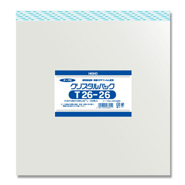 HEIKO(ヘイコー)の一覧はこちら●商品サイズ：厚0．03×幅260×高260＋テープ部分40mm●商品材質：OPP●商品説明：信頼の国産のフィルムを材料とし、透明度も抜群なOPP袋です。Tシリーズは作業性の良いテープ付でワンタッチで封が...
