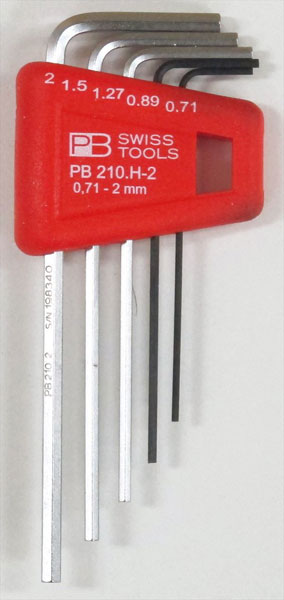 PB SWISS TOOLS(PBスイスツールズ)の一覧はこちら●質量(g)：15●ホルダー付き。●パッケージ付。●サイズ：1.27mm以上はニッケルクロームメッキタイプです。六角棒レンチ(mm)：210-0.71・0.89・1.27・1....