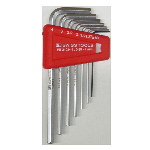 PB SWISS TOOLS(PBスイスツールズ)の一覧はこちら●質量(g)：47●ホルダー付き。●パッケージ付。●サイズ：1.27mm以上はニッケルクロームメッキタイプです。六角棒レンチ(mm)：210-0.89・1.27・1.5・2・2...