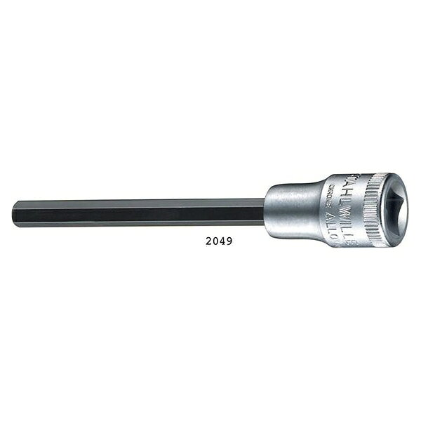 STAHLWILLE(スタビレー)の一覧はこちら 頑丈な圧入式の3／8"SQロングヘックスビットソケット●サイズ(mm)：4●全長(mm)：100●軸長(mm)：68●ソケット部外径(mm)：17.8●質量(g)：45●頑丈な圧入式の3／8...