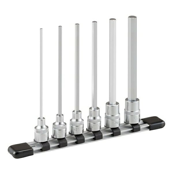 TONE(トネ)の一覧はこちら●差込角9.5mm(3/8inch)●ヘキサゴン●ミリ●Multiple●六角穴付きボルト・ねじの締付け、緩め作業用。●ソケットの取り外しが容易なアルミタイプのソケットホルダで作業効率がアップします。ねじ穴付き...