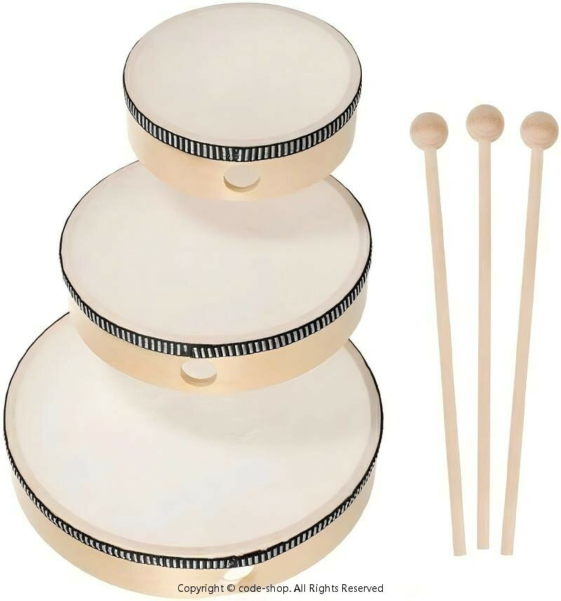 【1】木製フレームドラムセットはシンプルで寛大な外観を持ちます。 【2】各ドラムの側面には穴があり、演奏時にドラムをよりよく保持できるようになり、穴を使用してドラムを壁に掛けてスペースを節約することもできます。 【3】このハンドヘルド木製ド...