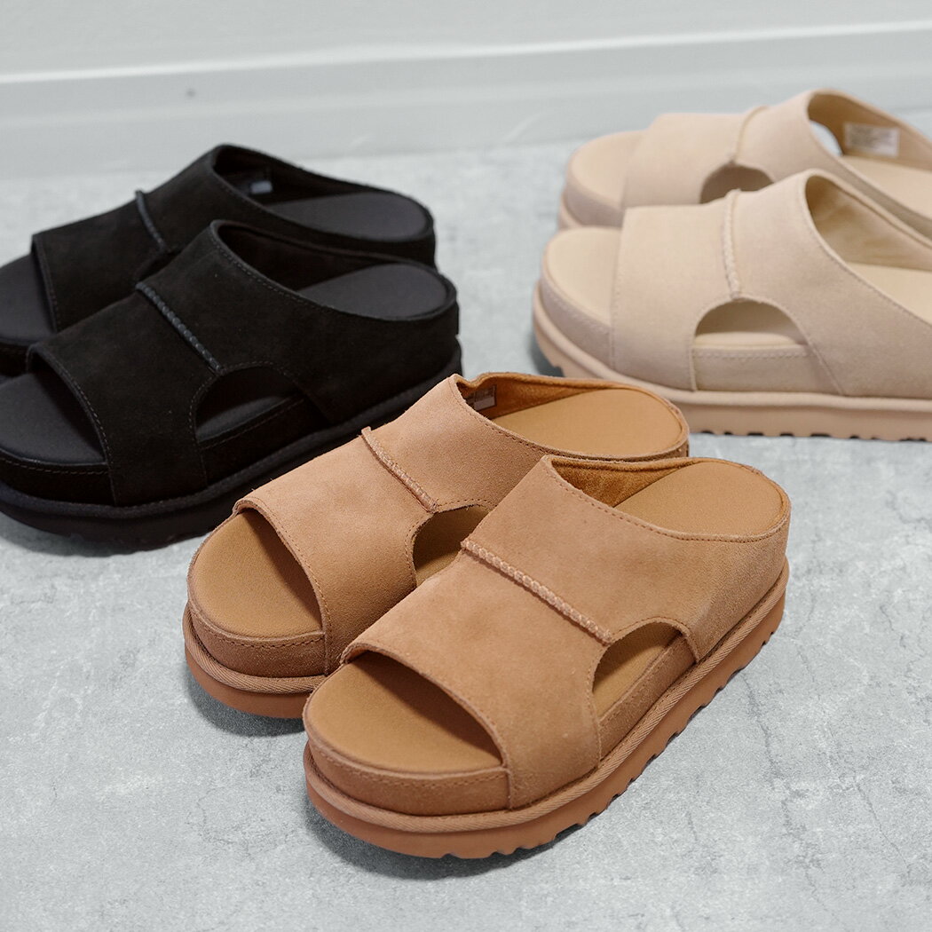 ITEM DETAIL UGGのベストセラーモデル「Goldenstar Hi Sandal」をベースに、スリッポン感覚で履けるスライドサンダルとして誕生した「Goldenstar Hi Cutout Slide」。サイドのカットアウトがミ...