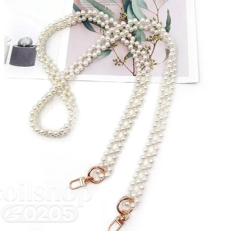 【2連パールスマホショルダーストラップ】【全長約30/60/100/110/120cm】アクセサリー感覚でスマホが持ち歩ける、ショルダーストラップ。軽量樹脂製なので肩が疲れにくいおしゃれなパールデザイン。オケージョンシーンにも◎回転式のナス...