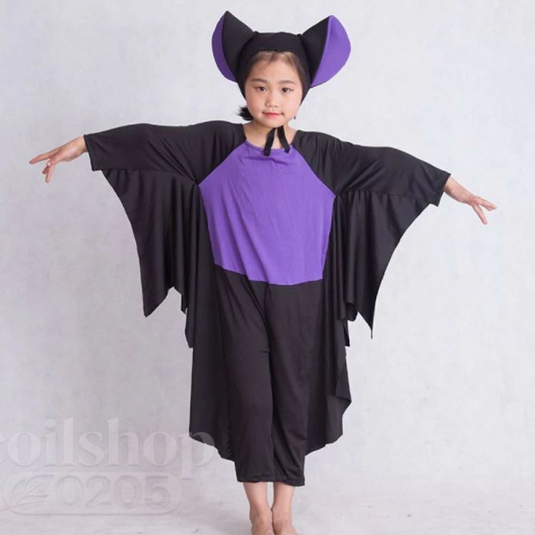 100〜180cm！ コウモリをイメージしたハロウィン仮装！伸びのいいストレッチ素材で着るのも楽ちんで動きやすい！コウモリ耳付きの帽子が付いているなので全身コーデを楽しんで・サイズ展開が豊富なので、ご家族揃ってハロウィンパーティーなどに着て...