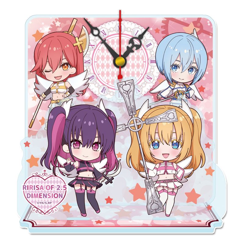 ■アイテム説明：TVアニメ『2.5次元の誘惑』より、ミニアクリル置時計が全2種で登場します！天乃リリサ/橘美花莉/ノノア/喜咲アリアの天使空挺隊衣装と天乃リリサ/ノノアのシンデレラ☆スターコラボ衣装の可愛らしい描き起こしデフォルメイラストを...