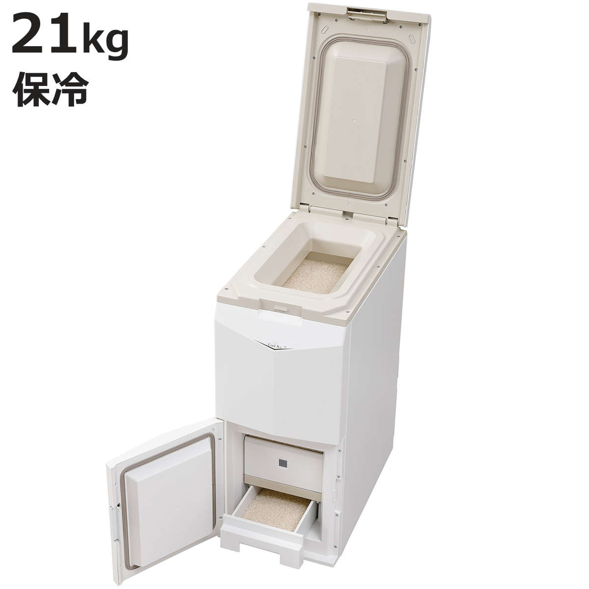 サイズ約 幅30×奥行56.5×高さ69.5（cm）扉開時最大：約 奥行83（cm）フタ開時最大：約 高さ118（cm）米投入口：幅13.3×奥行29.4（cm）容量白米収納量：約 21kg内容量1台【付属品】取扱説明書（保証書付）材質本体...