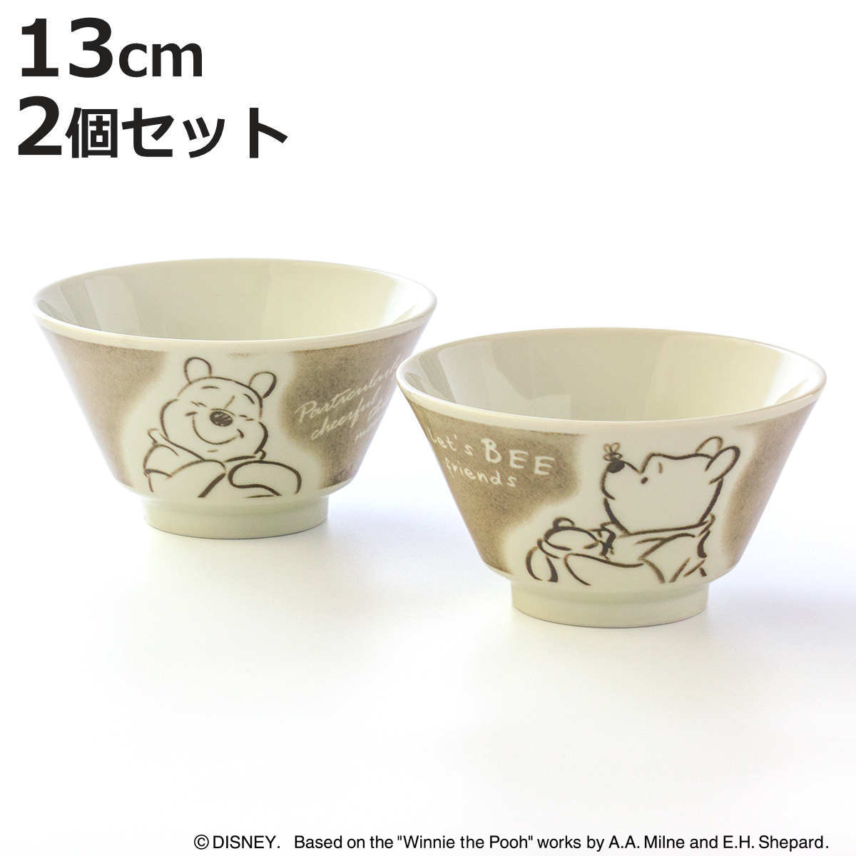 サイズ約 高さ7（cm）直径：約 13（cm）容量約 410ml内容量2個セット材質磁器生産国日本製食器洗い乾燥機使用可能電子レンジ使用可能区分返品・キャンセル区分（小型商品）ギフトラッピングページを見る●くまのプーさんの愛らしい姿を描いた...