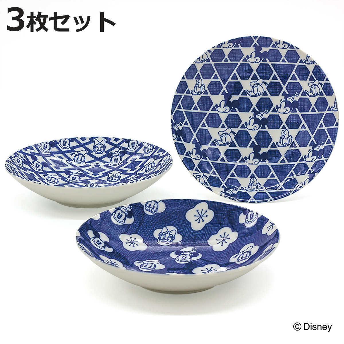サイズ約 高さ4.5（cm）直径：約 21.5（cm）内容量3枚セット材質磁器生産国日本製食器洗い乾燥機使用可能電子レンジ使用可能区分返品・キャンセル区分（小型商品）ギフトラッピングページを見る●ミッキーマウスと仲間たちのフェイスアートに和...