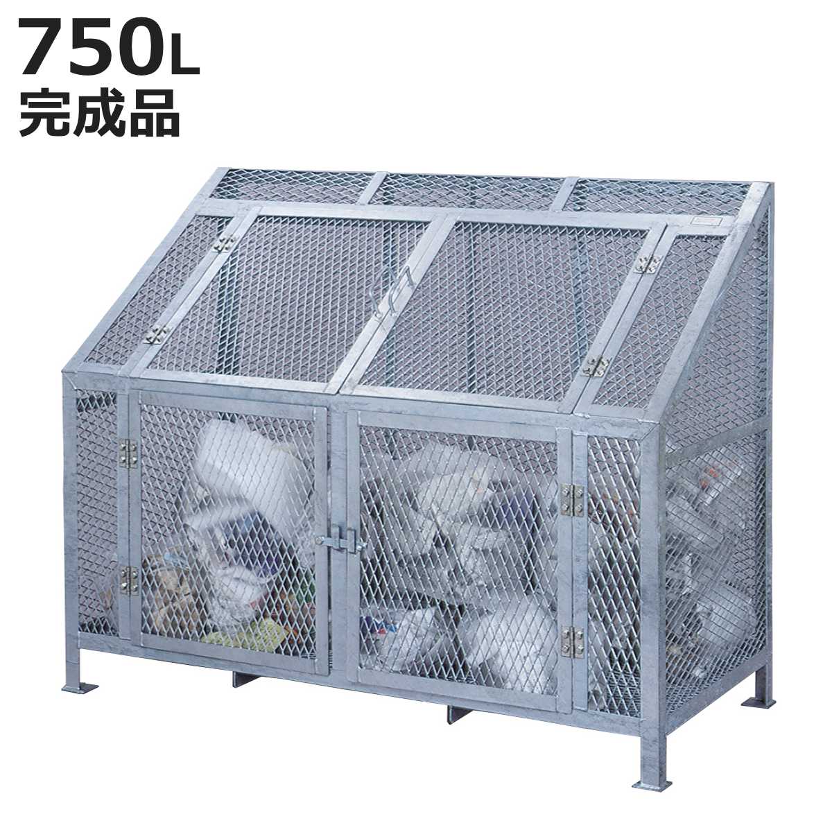 サイズ約 幅150×奥行70×高さ120（cm）重量約 70kg容量約 750L内容量1台材質スチール（溶融亜鉛メッキ）生産国日本製組立状態完成品区分返品・キャンセル区分（不可）●45Lのゴミ袋を約16袋収納できる大容量のダストボックスです...