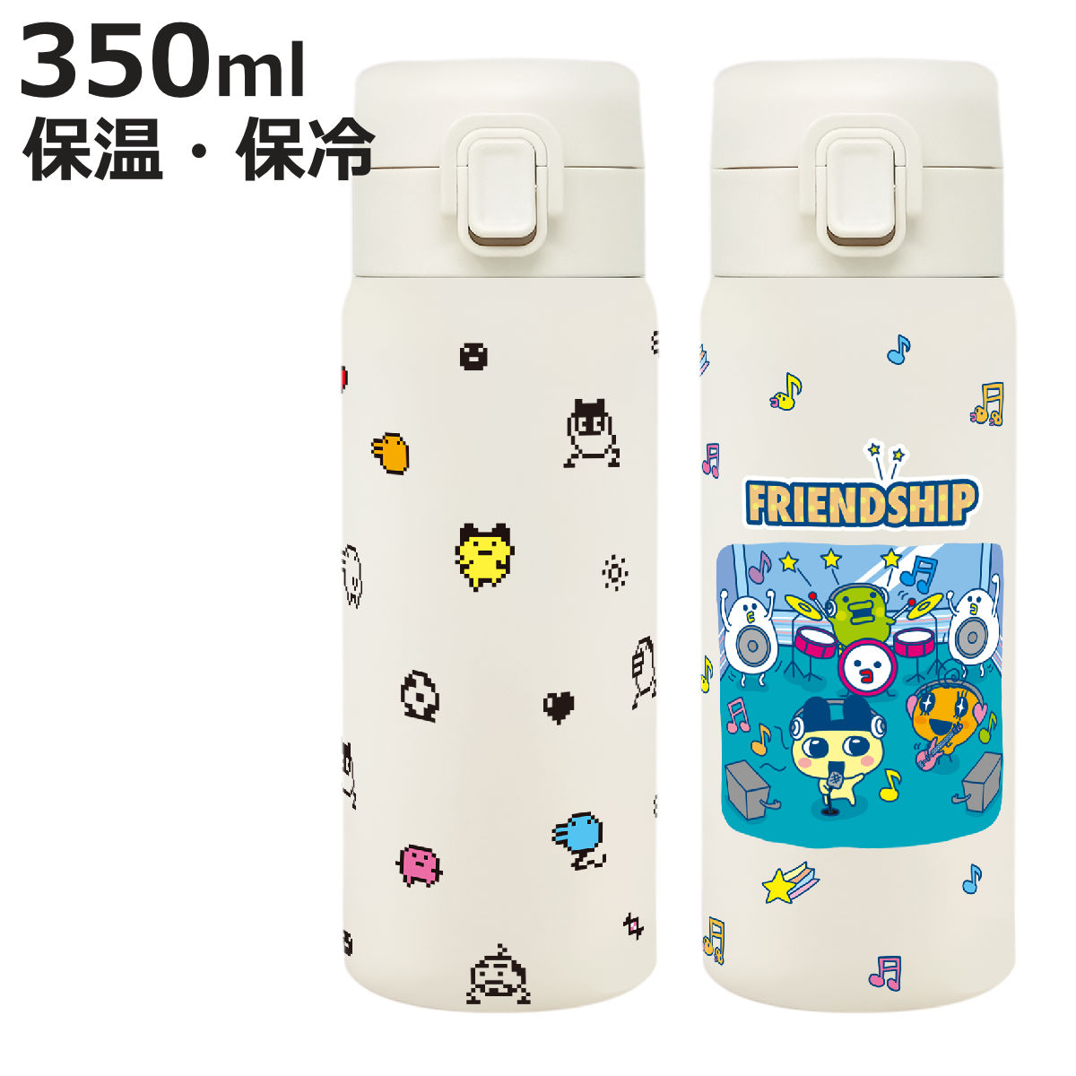 サイズ約 幅6.5×奥行6.5×高さ18.4（cm）重量約 204g容量約 350ml内容量1個材質本体：ステンレス鋼蓋：ポリプロピレンロック開閉ボタン：ABS樹脂、POM樹脂パッキン：シリコ－ンゴム種類ドット、フレンドシップ生産国中国製保...