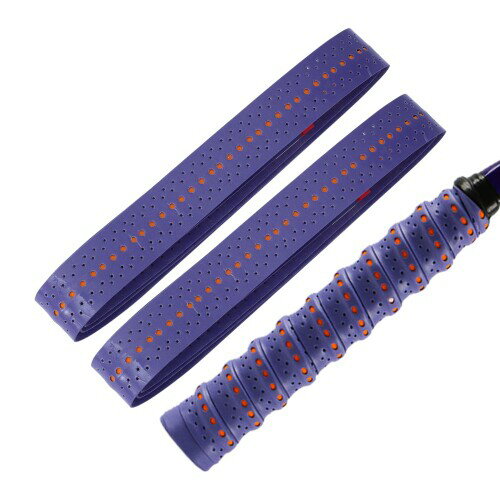 CAPASTEC グリップテープ テニス バドミントン 2本セット 多孔型 凸凹仕様 グリップ テープ 衝撃吸収 通気性 ラケット用 ウェットタイプ 紫(黄色ドット) 【仕様】タイプ:凸凹仕様の多孔型(二色) /サイズ:1100251mm ...