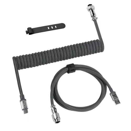 ATTACK SHARK C01Pro ゲーミングキーボード用コイルケーブル 超低遅延 eスポーツプロ仕様 USB-C接続 【コイルケーブル】この高品質のコイルケーブルは、4本の高品質銅線とアルミシールド箔をコアとして採用しています。データ...