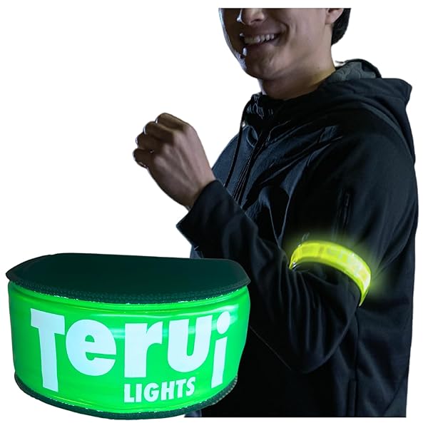 TERUI Lights 反射板 ランニング ライト 腕 反射バンド LED アームバンド 夜間 ウォーキング 夜 ランニングライト 蛍光 ジョギング 150時間 夜ランニング ジョギング 散歩 (グリーン)ブランドTERUI Lights...