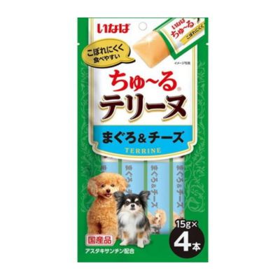 テリーヌならではの硬い食感で、噛んで食べられる形状です。 高級感あふれるグルメなおやつとして特別なひと時をお楽しみいただけます。 ＜原材料＞ まぐろ、トウモロコシ粉、チーズパウダー、酵母エキス、ビタミンE、ヘマトコッカス藻色素（アスタキサン...