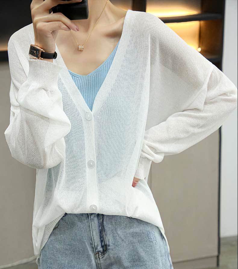 透け感のある薄手のカーディガン日焼けが気になる方にもおすすめです色展開 ホワイト アプリコット イエロー オレンジ ブルーサイズ S M L XL 2XLサイズ(cm)S /バスト 84 /肩幅 35 /着丈 56M /バスト 88 /肩幅...