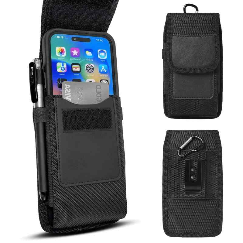 スマホポーチ ベルト スマホ ベルトケース 5.6-6.8インチ ウエストポーチ 腰付け式 縦型デザイン ビジネススタイル 小物収納可 男女兼用 IPhone/Android対応 ハンズフリー携帯📏【マルチサイズ対応】縦17...