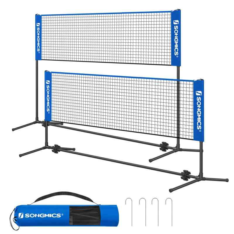 SONGMICS バドミントン ネット ポータブルバドミントンネット 幅3M/4M /5M調節可能な高さ(1.07m~1.55m) キャリングバッグ付き、競技トレーニング用、公園または裏庭でのプレー用「三段階調整可」シーンにより、高度調整可...