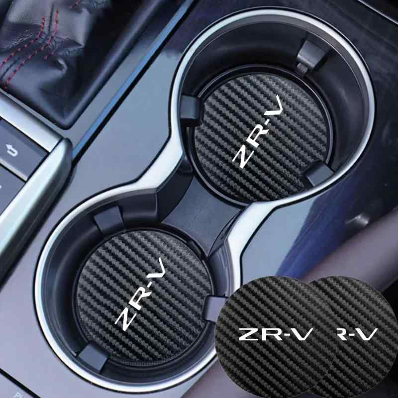 【ホンダ ZR-V 専用】 車用ノンスリップ コースター, ZRV 専用カーアクセサリー, zr vドリンクホルダー用 カップマット, zr-v カスタムパーツ, レザー 直径68mm 2枚入 滑り止め、防水、防汚性 便利1.【専用ロゴ・お...