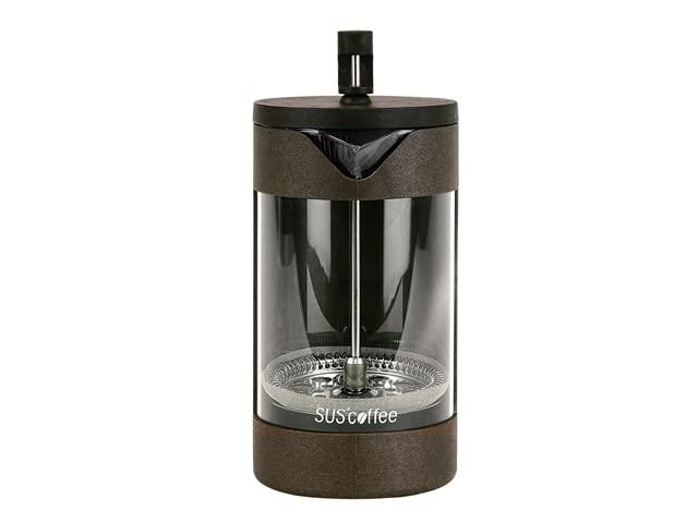 SUS coffee フレンチプレスコーヒーの粉とお湯を入れるだけで、簡単に美味しいコーヒーが淹れられるフレンチプレス。蓋と外側にコーヒー粉素材を使用した日本初の商品です。