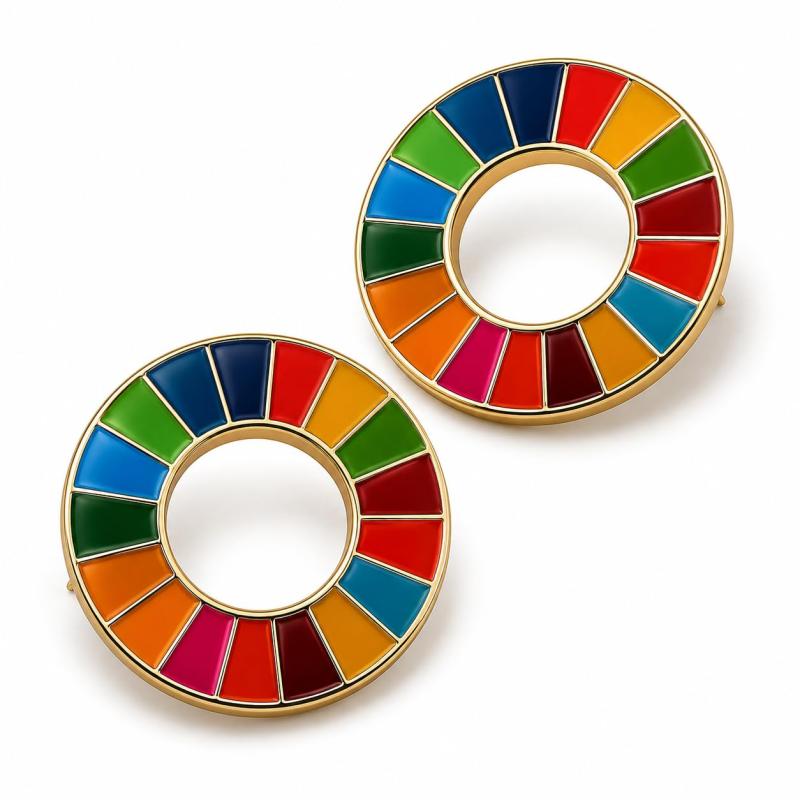 SDGs バッジ (直径20mm小さめ) ピンバッジ SDGs エスディージーズ ピンバッチ 国連最新仕様 バッヂ 襟章 金色 ゴールデン 疑似七宝仕上げ