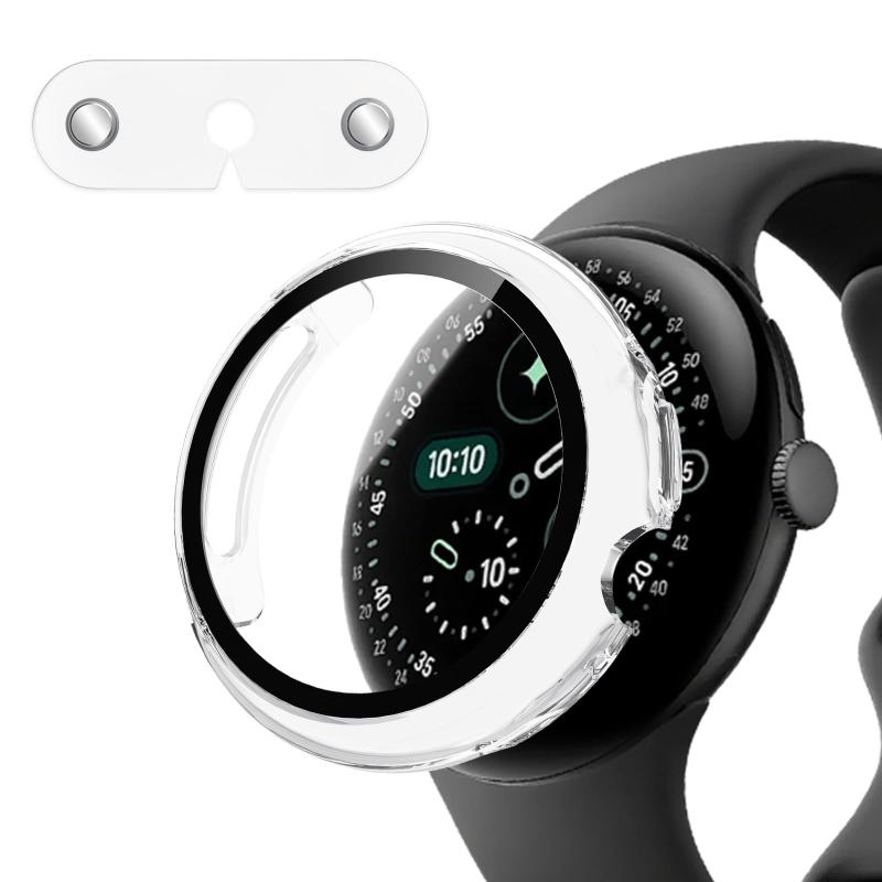 Google Pixel Watch 4 45mm ケース PC素材 一体型 保護カバー SpinoArmor 充電可能 保護ケース 取り外し不要 裏面充電対応 充電補助器付き 高耐久 指紋防止 落下防止 滑り止め スマートウォッチ保護 対