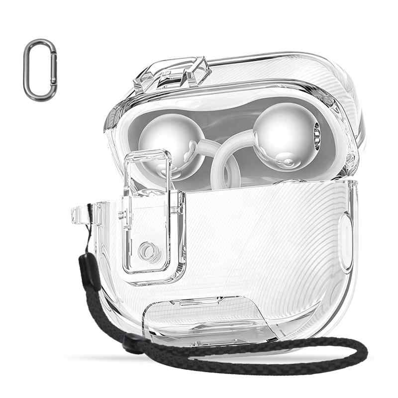 For HUAWEI Freeclip 2 ケース カバー 【HUKWIMO】 カラビナ付き+ストラップ付き 耐衝撃 防水 防塵 装着充電可能 全面保護 キズ防止 HUAWEI Freeclip 2 対応 [クリア]【対応機種】HUAWEI...