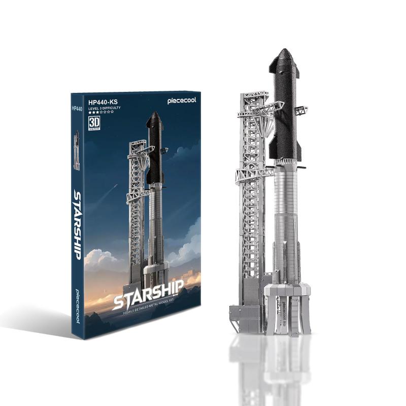 Piececool (ピースクール) 立体パズル 金属製 スターシップ ロケット 3dパズル 組み立て必要 接着剤不要 難易度3つ星 中級者 大人向け難易度：、パーツ数：106、完成品サイズ：L7.5cm×W4.5cm×H23.5cm【金属...