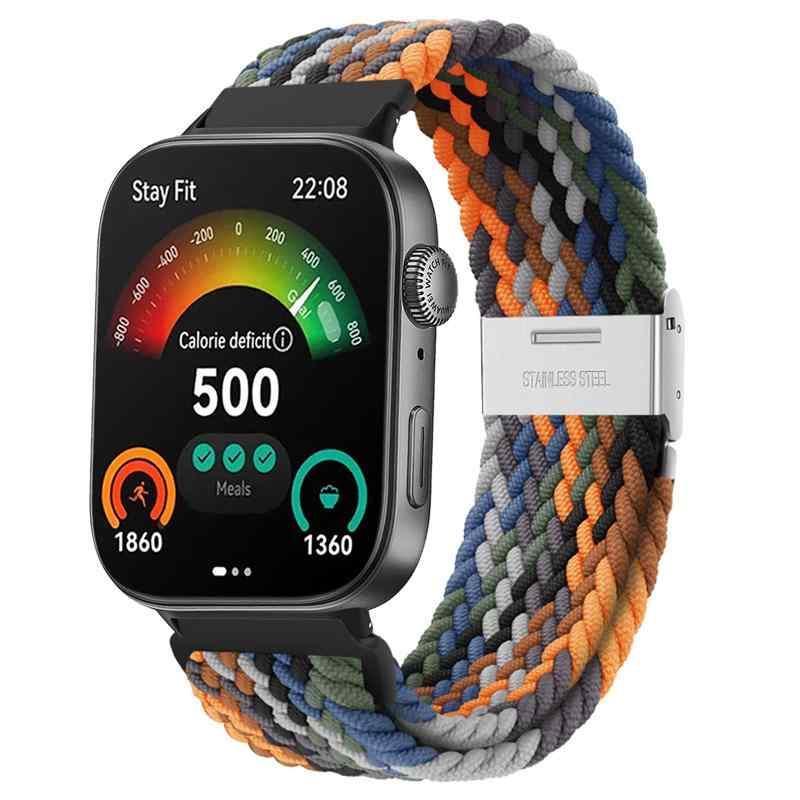 [ULIGADUO] 交換用バンド For HUAWEI WATCH FIT 5 / FIT 5 Pro/FIT 4 / FIT 4 Proに対応 ウォッチバンド マルチカラーのナイロン編組 HUAWEI WATCH FIT5バンド スライ...