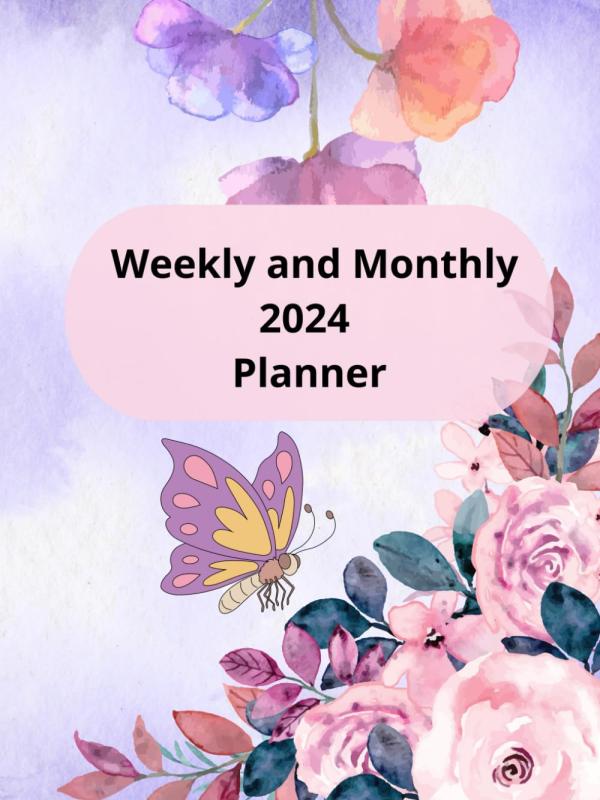 2024 Planner Daily Weekly and Monthly at a Glance: January to December 2024 Calendar for Women Floral Bloom