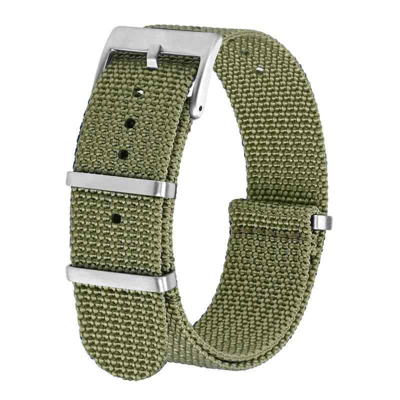 [BISONSTRAP] 18mm 20mm 22mm ナイロン 時計バンド 引き通し 一本通し 腕時計 ベルト ミリタリー系 工具付き