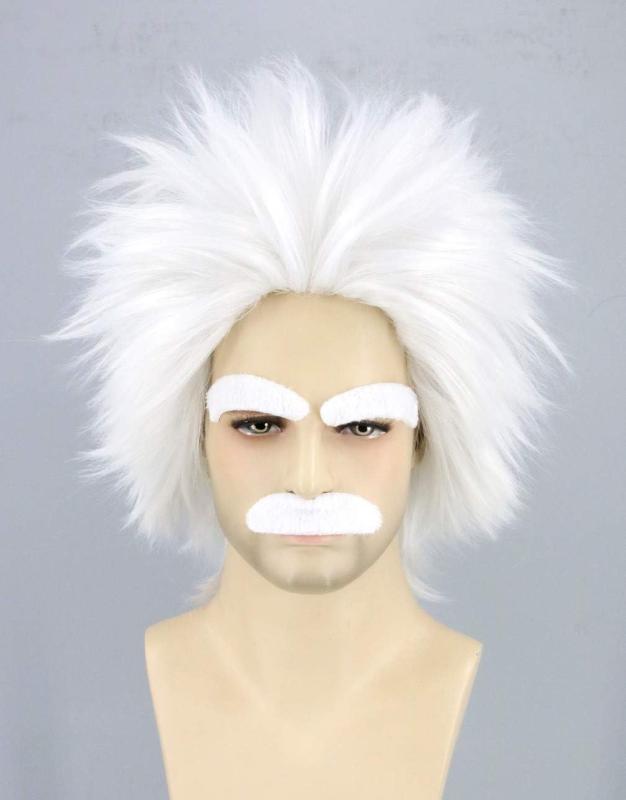 Topcosplay おじいさん ウィッグ おじいちゃん 白髪 かつら コスプレ 眉毛とひげ付き 科学者 博士 面白い お笑い 漫才 変装 パーティー 余興 男女 仮装用ウィッグ ハロウィン イベント周りの視線を釘付ける　爆発する白髪、この...