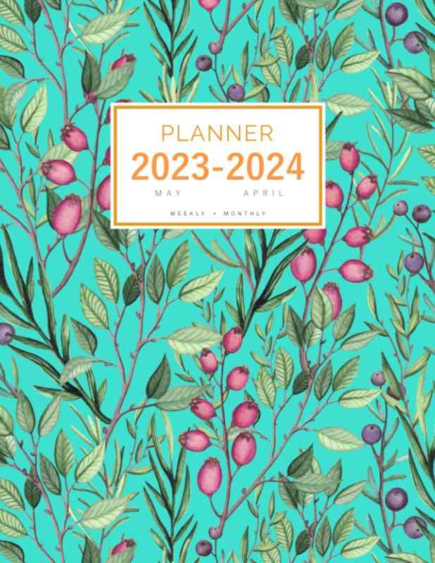 Planner 2023-2024: 8.5 x 11 Weekly and Monthly Organizer from May 2023 to April 2024 | Wild Herb Berry Garden Design Tur...