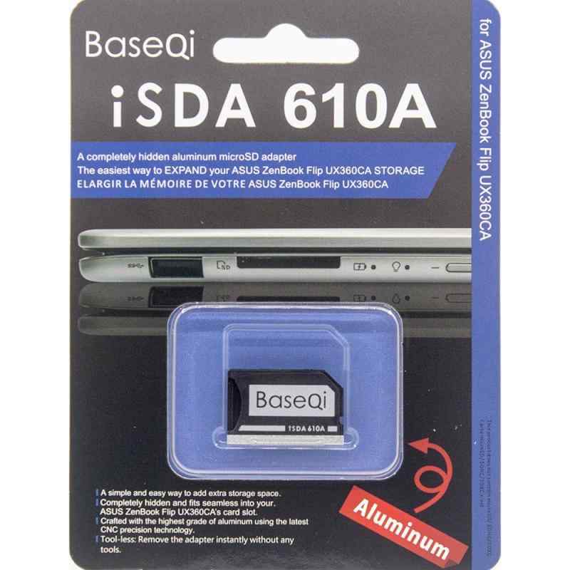 BaseQi iSDA 高精度 アルミニウム製 MicroSD カード アダプター (Asus ZenBook Flip ux360C))Asus ZenBook Flip ux360CA に装着し、SDドライブスロットに完全に一体化。飛び...